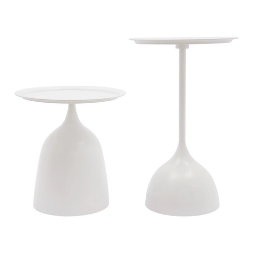 White round Side Table 40Cm, Dual Height Modern Accent Table for Living ...