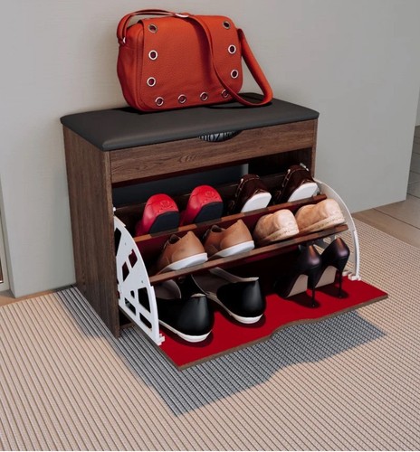 3-Tier Shoe Storage Cabinet w/ Doors - Space-Saving Multi-Shelf ...