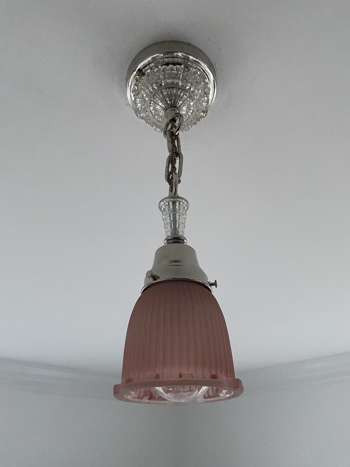 ANTIQUE VINTAGE ART DECO CEILING LIGHT FIXTURE CONSOLIDATED MARTELE ...