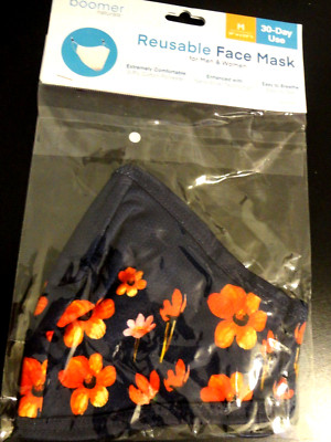 BOOMER NATURAL REUSABLE FACE MASK BLACK ORANGE FLORAL SIZE M | eBay