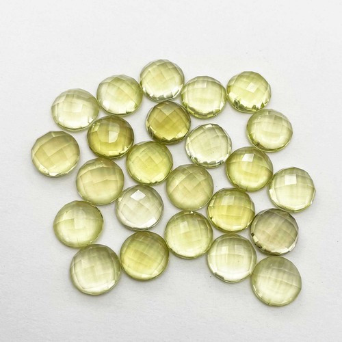 Natural Lemon Quartz Round Checker Cut Loose Stone Lot 24 Pcs 12 MM 127 ...