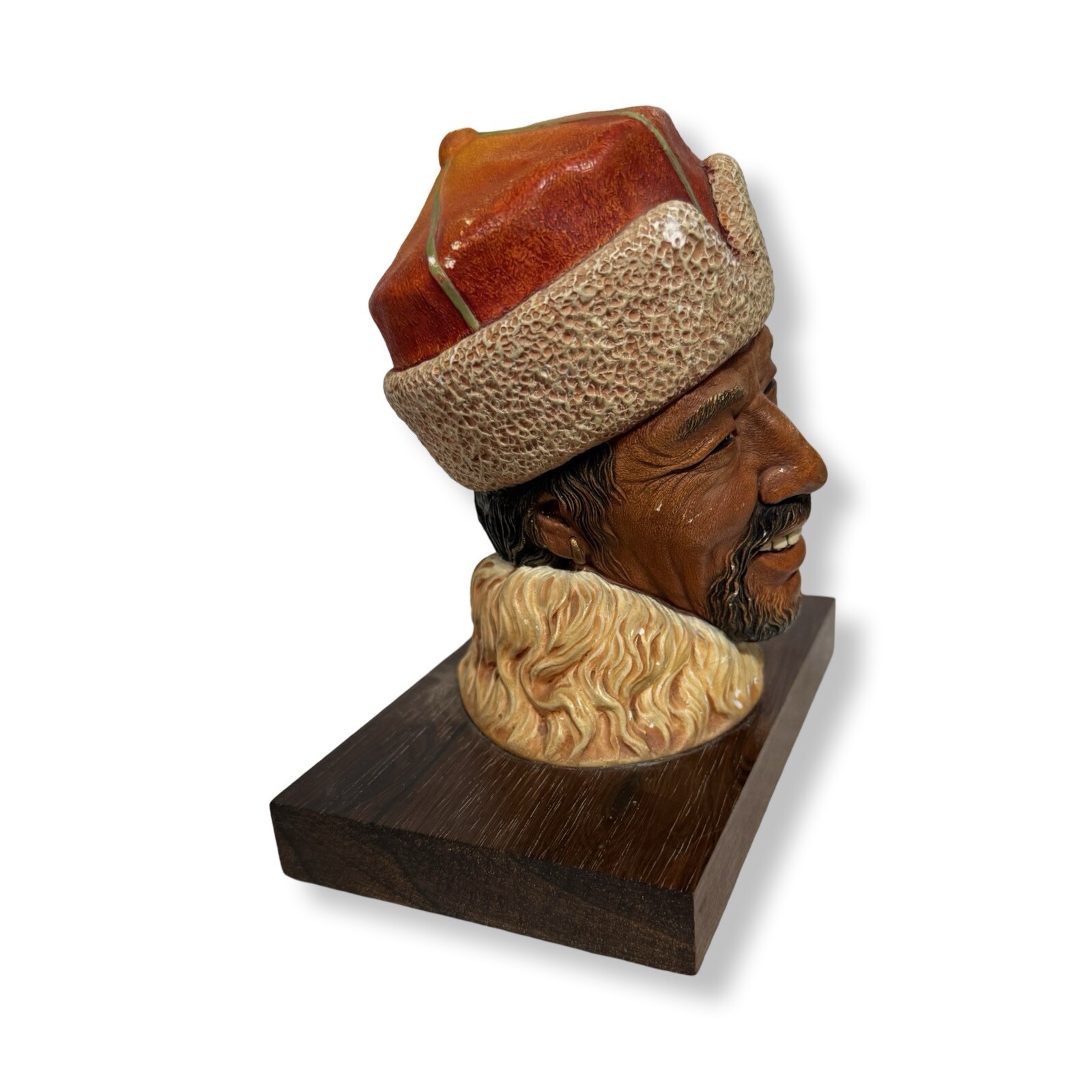 Vintage 1960s Bossons Chalkware Head Bust Himalayan Wood Base Free ...