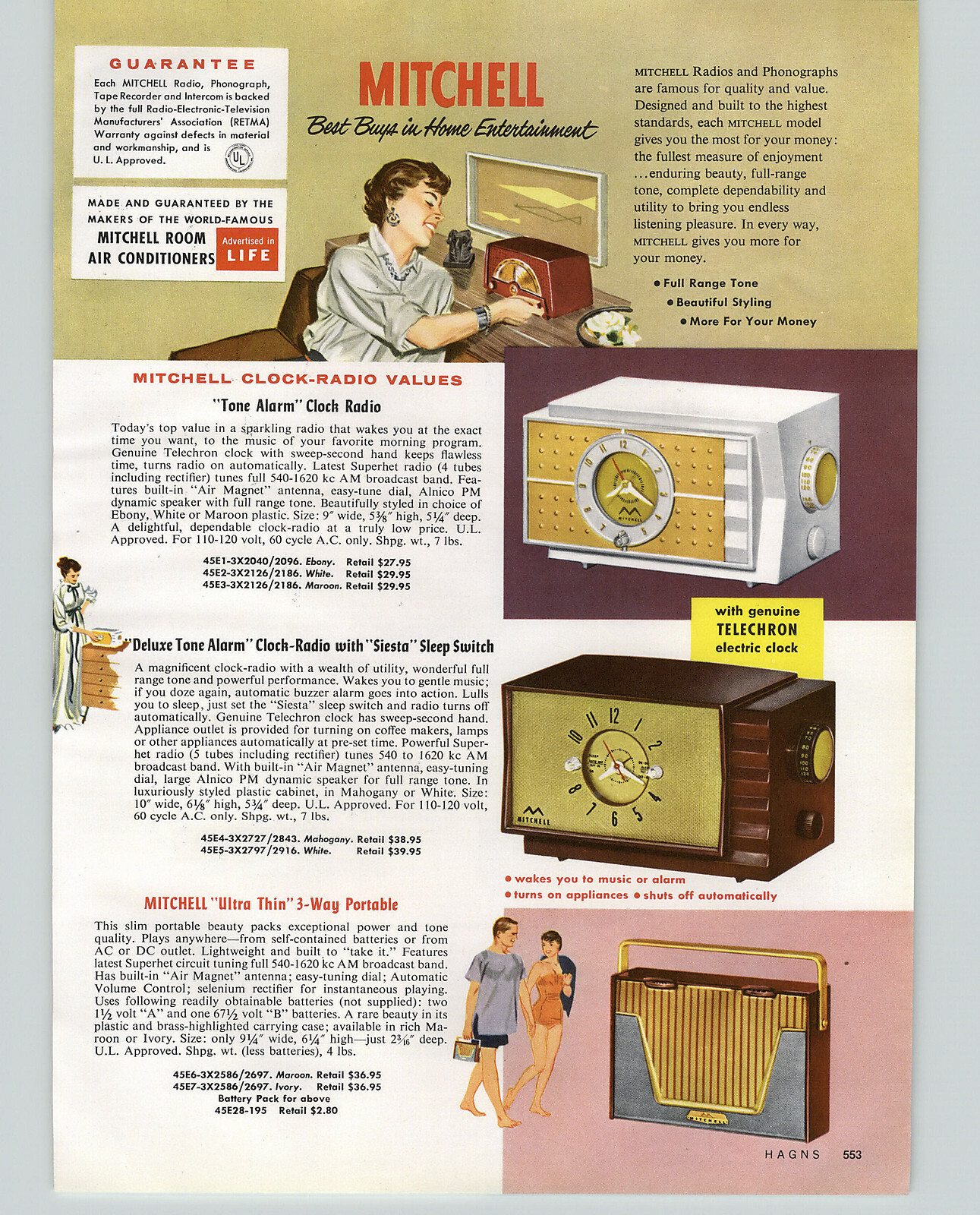 1956 PAPER AD 4 PG Mitchell Table & Portable Radio Phonograph Record ...
