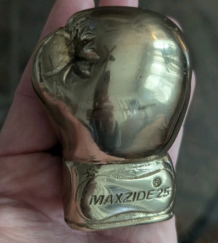 Vtg Maxzide 25 Brass Boxing Glove Desk Display Paperweight 3'x2 inch ...