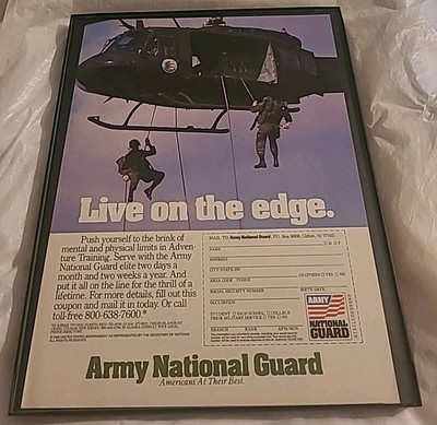 Army National Guard Live On The Edge Framed Print Ad 8.5x11 1988 ...