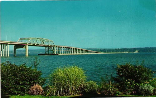 Evergreen Point Floating Bridge Seattle Washington c1960 Vintage ...