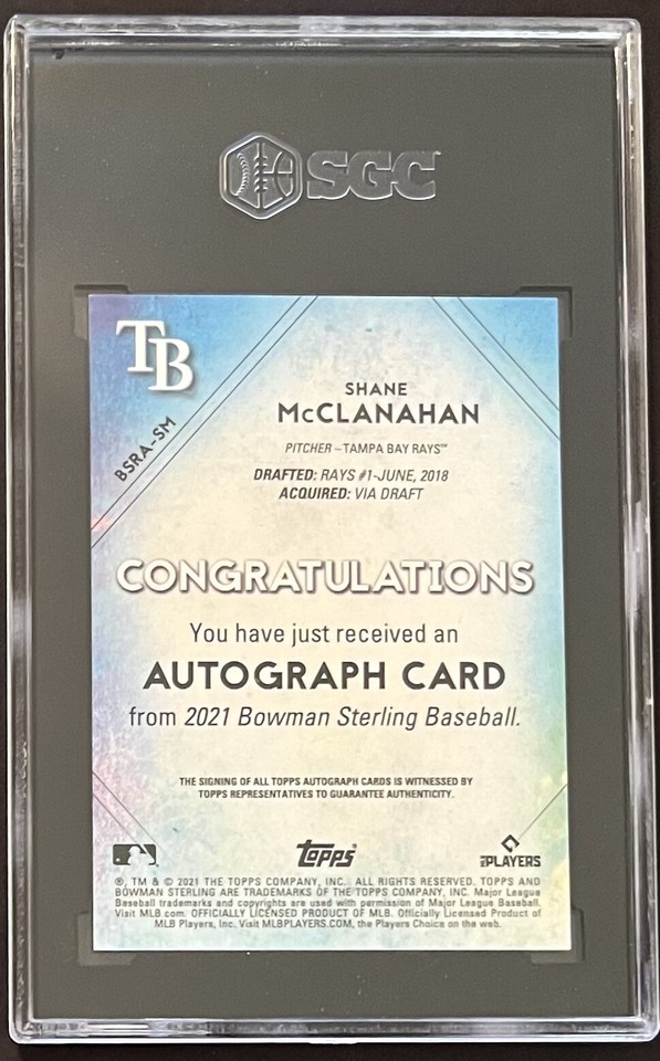 2021 BOWMAN STERLING SHANE MCCLANAHAN AUTO BLUE REFRACTOR ROOKIE RC 3/ ...