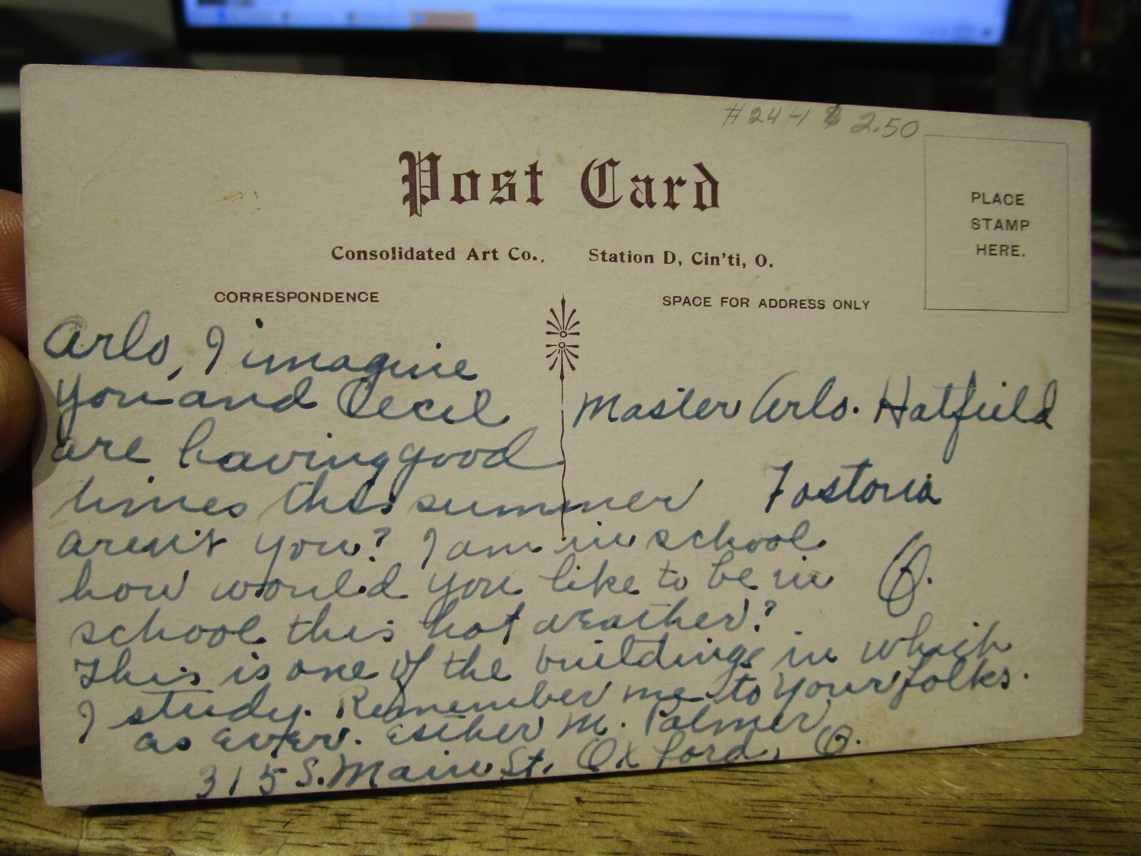 F1 Vintage Old OHIO Postcard OXFORD Miami University Campus Hepburn ...