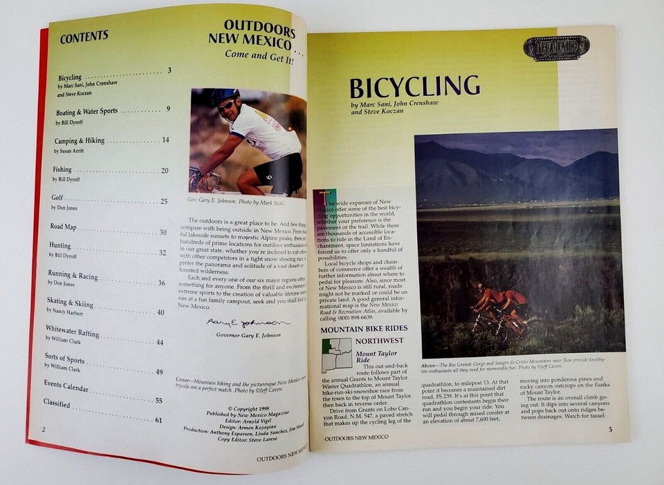 1998 Outdoors New Mexico Biking Fishing Visitors Guide VTG Travel ...