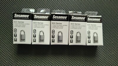 5pc Sesamee 600 Series # 60204 13/16" wide, solid brass padlock, 3/8 ...