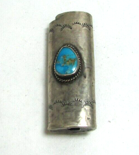 Vtg Navajo Unmarked Sterling Silver Turquoise Cigarette Lighter Case ...