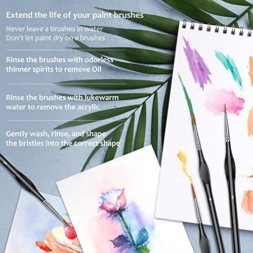 10Pcs Micro Paint Brushes Set with Triangular Handles - For Acrylic ...