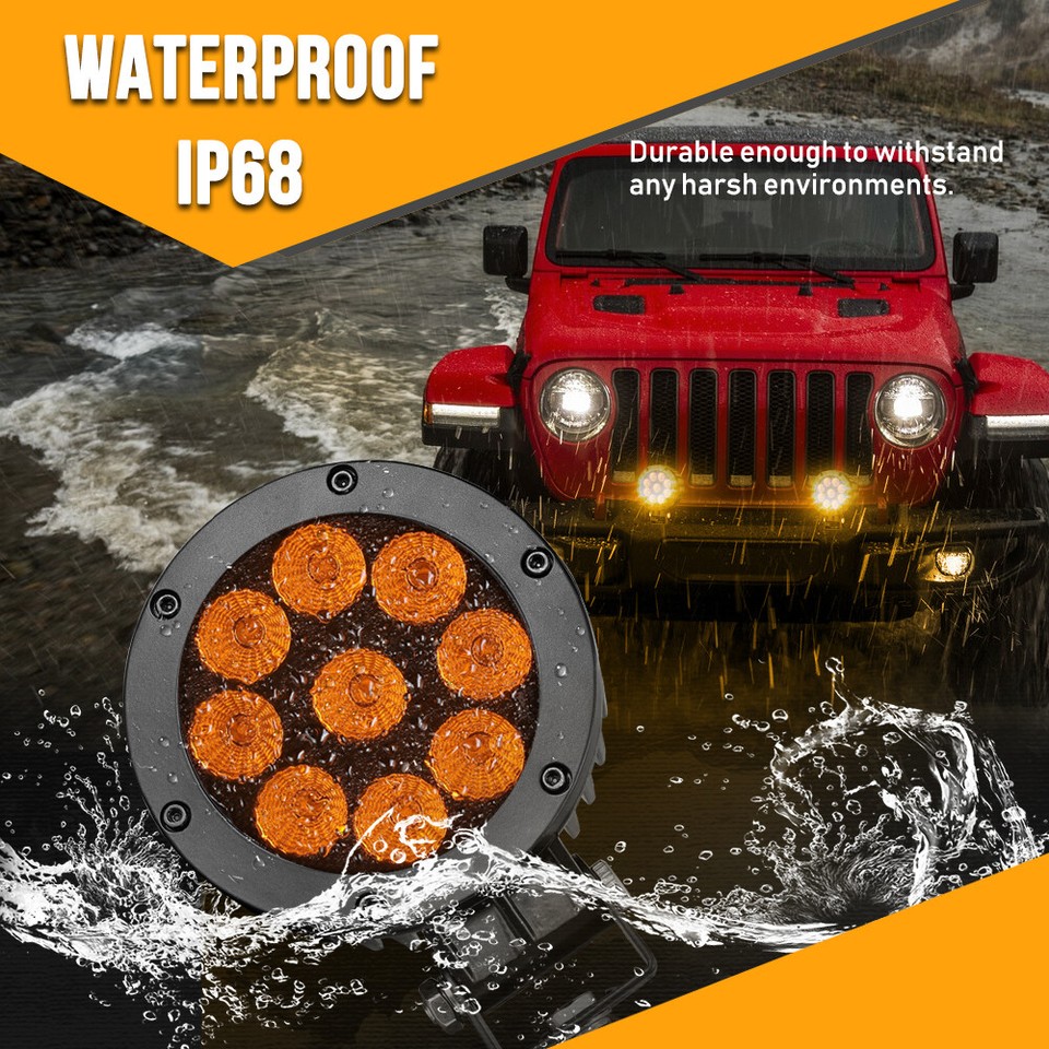 3"4"5"7“”Inch Round LED Fog Lights Spot/Flood Bumper Driving Pod Bar ...