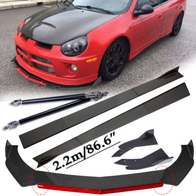 Front Bumper Lip Spoiler+Side Skirt Rear Lips Carbon Fiber For Dodge ...