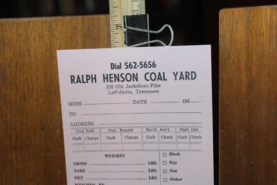 Vintage 1970's Ralph Henson Coal Yard Weight Ticket LaFollette ...