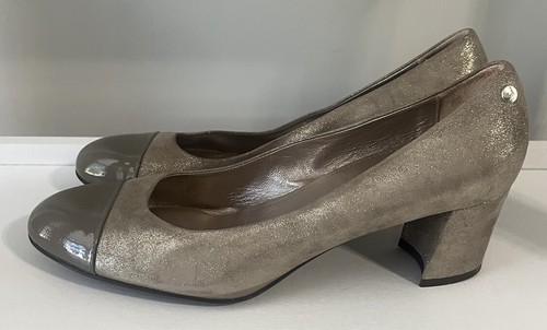AGL Attilio Giusti Leombruni Leather Tan Gold Cap Toe Pump Heels 42.5 ...