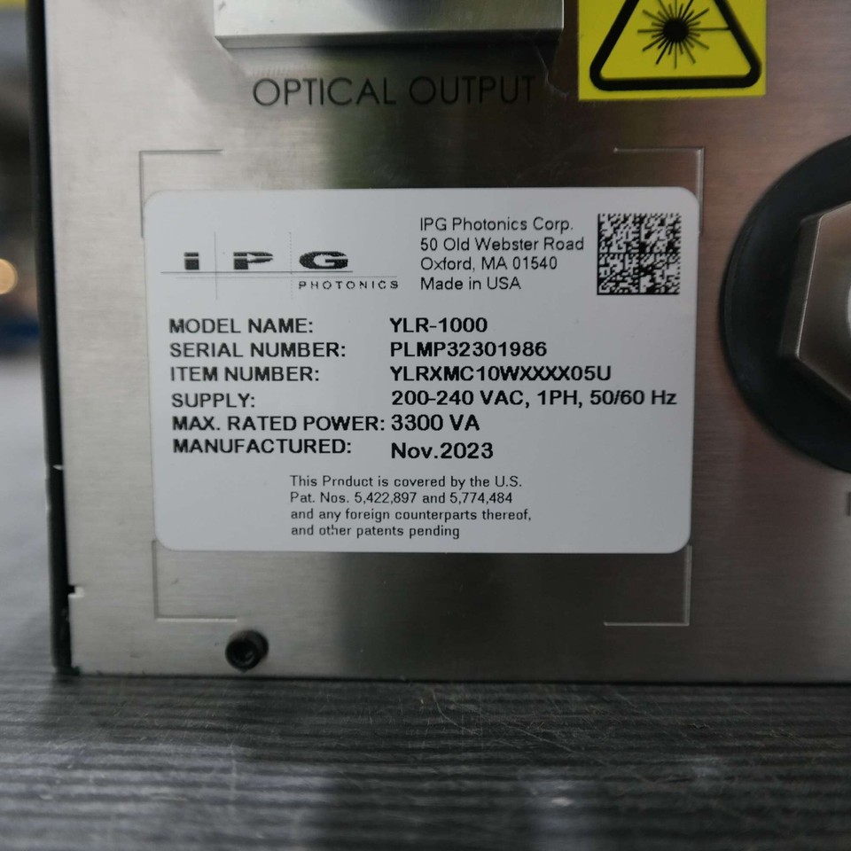 IPG YLR-1000 Continuous Wave Fiber Laser 1000W/1070 nm w/ Wobble ...