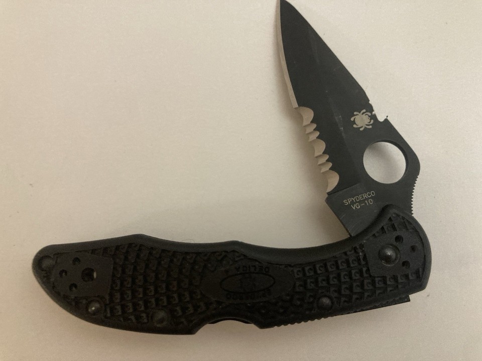 Spyderco Delica 4 Black VG10 Folding Knife w/ Custom Emerson Wave Mod ...