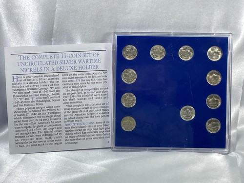 1942-1945 U.S. Wartime Silver Nickels, Littleton Coin Set, Acrylic COA ...