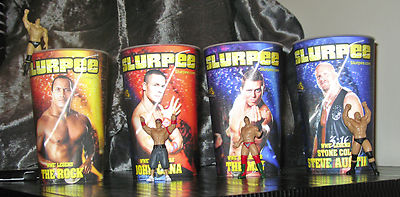 WWE 4 Slurpee CUPS Set! John Cena, The Rock, Stone Cold, Miz! RARE ...