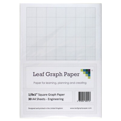 A4 Graph Paper 1/8 Inch 0.125" Squared Imperial, 30 Loose-Leaf Sheets ...