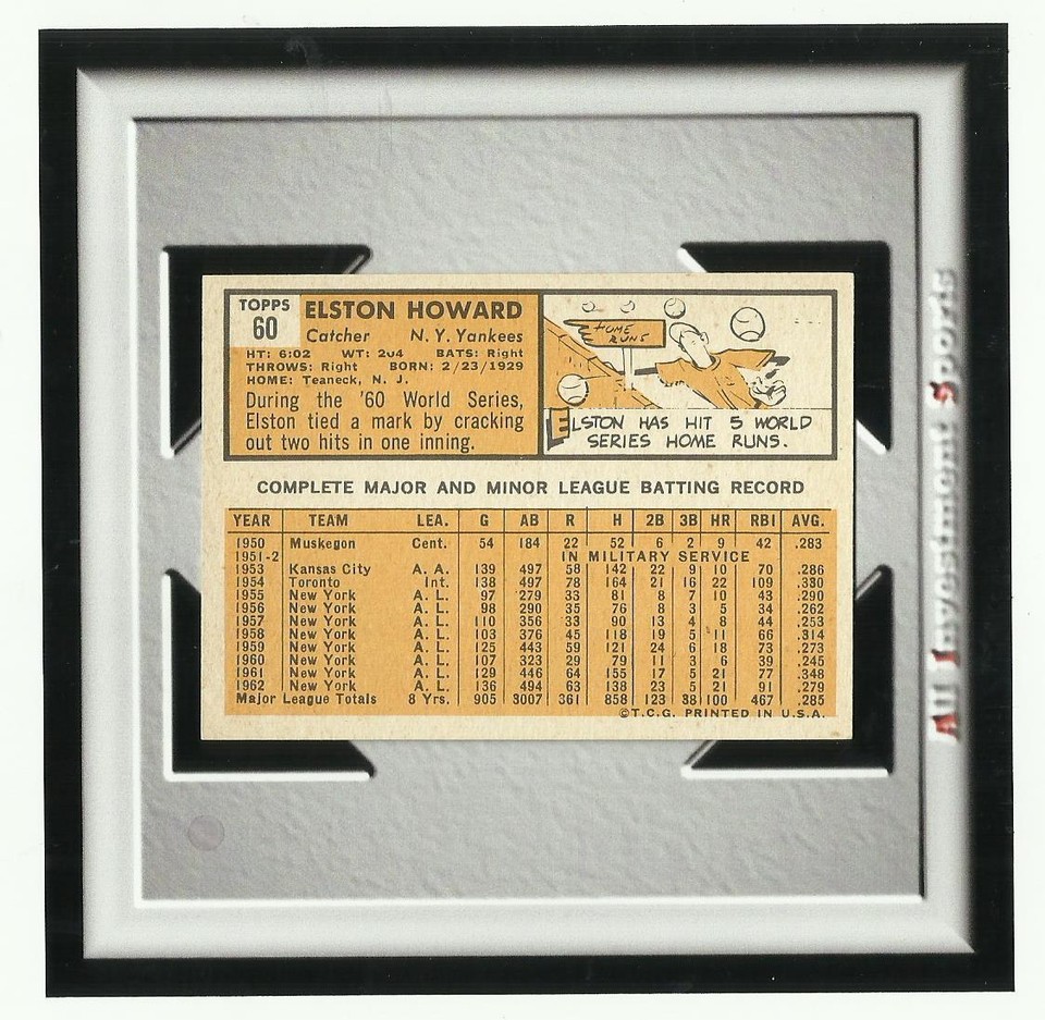 1963 Topps ELSTON HOWARD #60 NM **awesome baseball card for your set ...