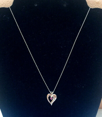 14K Yellow Gold Ruby Heart Pendant 19" Rope Necklace - Excellent | eBay