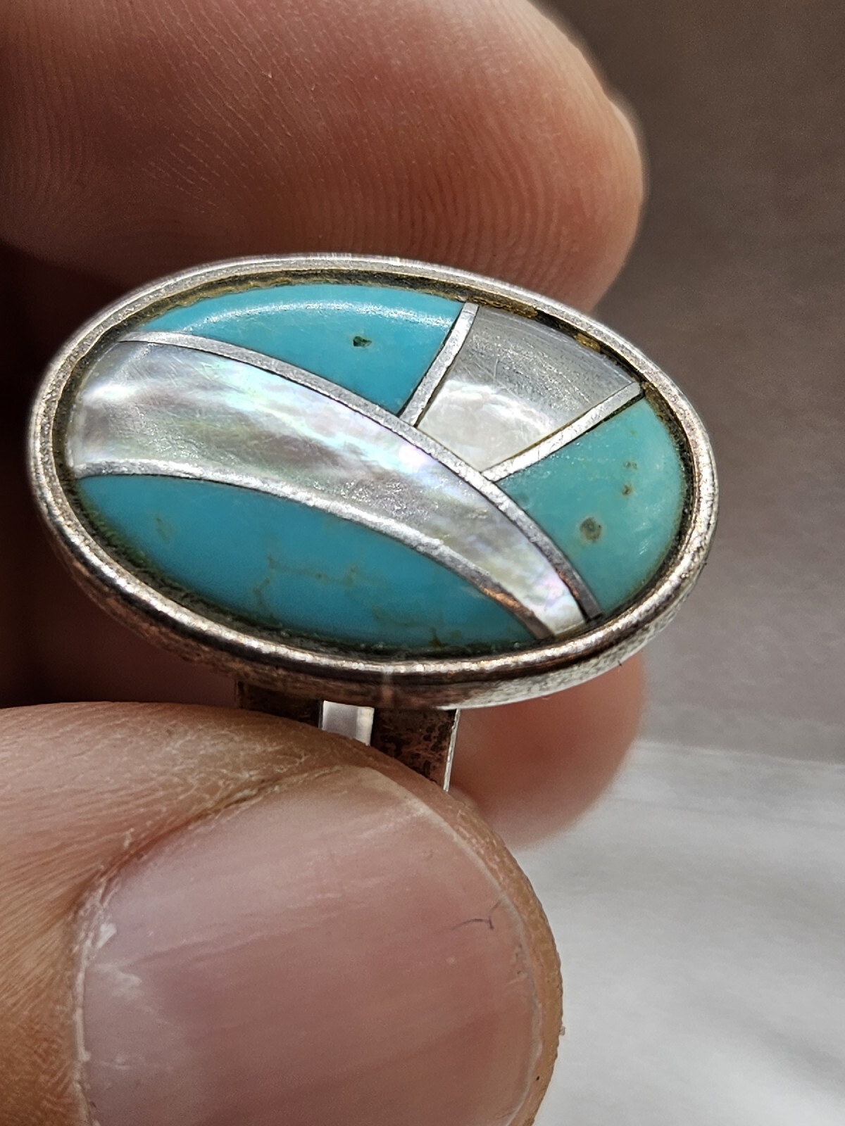 QVC Jay King Vintage Turquoise/Mother Of Pearl Inlay Sterling Silver ...