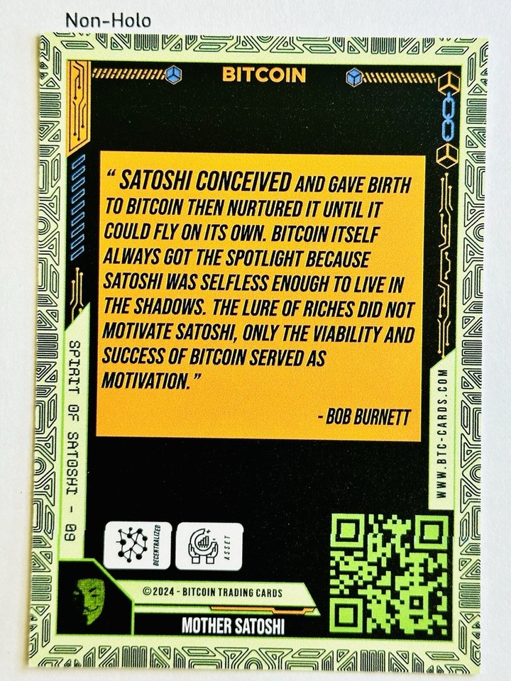 MOTHER SATOSHI #9 2024 Bitcoin Trading Cards Spirit Of Satoshi BASE ...