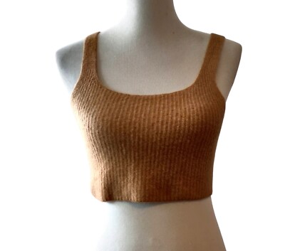 Everlane Womens S Camel Tan Knit Wool Nylon Yak Elastane Ribbed Crop ...