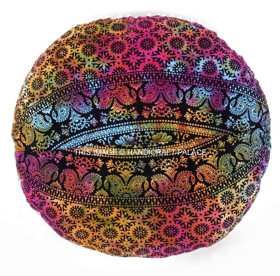 Large Indian Mandala Floor Pillow Round Tapestry Cushion Cover 32 ...