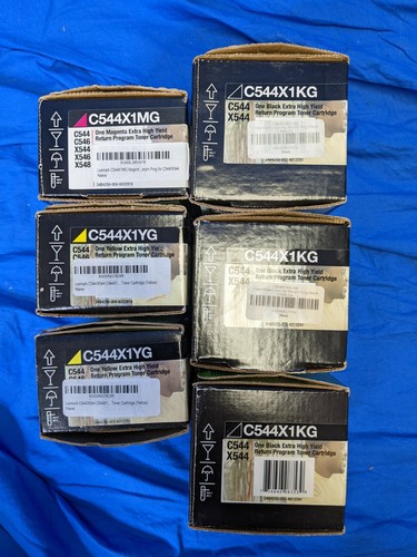 Lexmark OEM C544 X544 Extra High Yield Toner SET C544X1KG C544X1CG ...