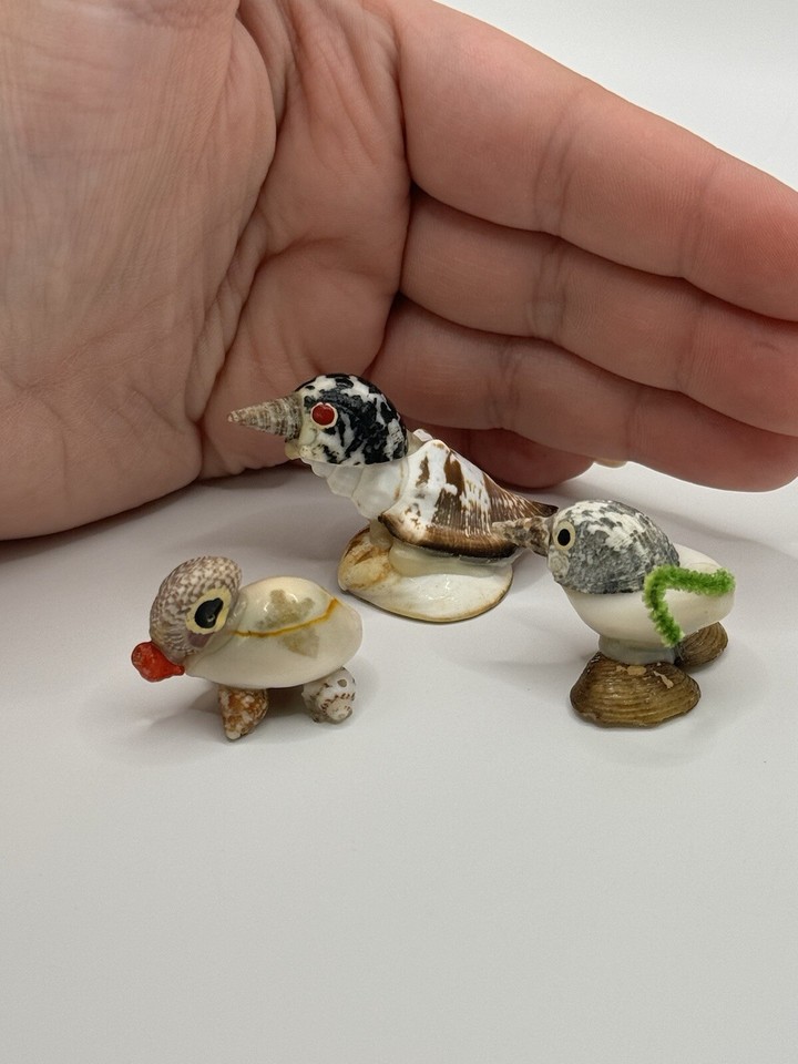 Vintage Mini Sea Shell Bird Seagull Figurine Beach Trinket Miniature ...