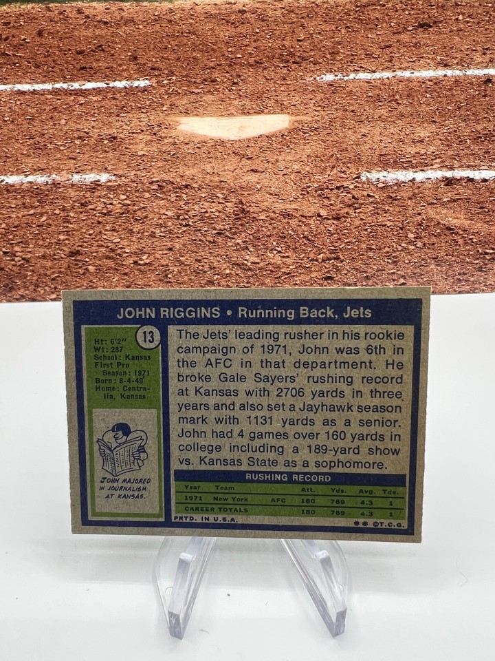 1972 Topps John Riggins Rookie Football Card #13 | eBay