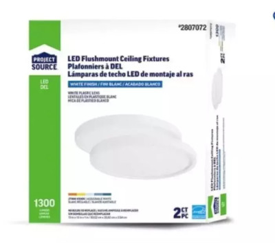 2 Pack Project Source LED Flush Mount Ceiling Fixture 13" White 2700K ...