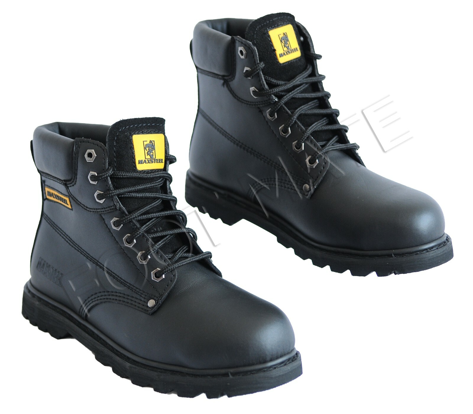 MENS LEATHER INDUSTRIAL CONSTRUCTION ANKLE WORK BOOTS STEEL TOE CAP ...