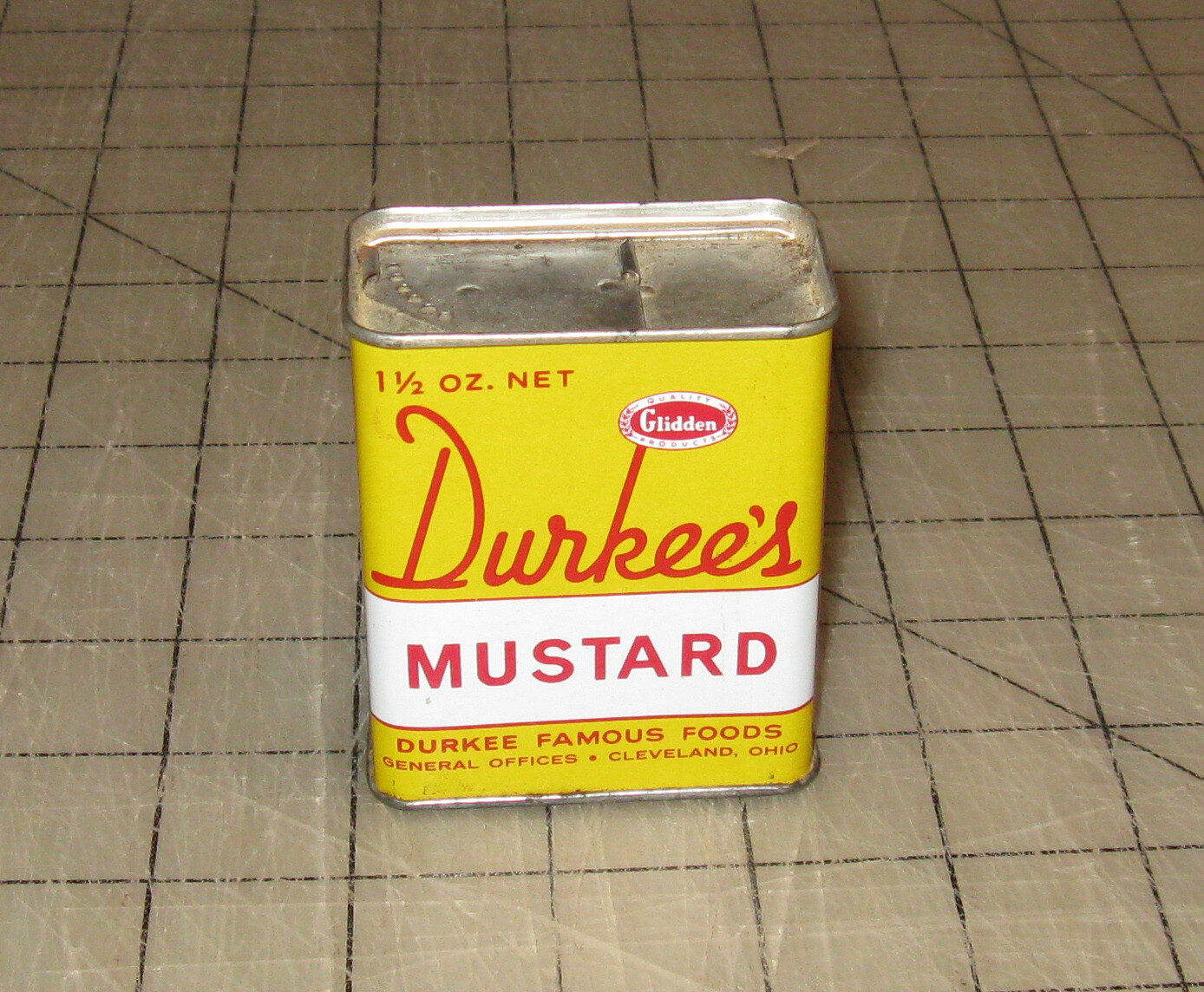 Vintage DURKEE'S MUSTARD Metal 1 & 1/2oz Yellow & White Spice Tin | eBay