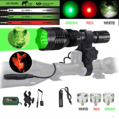 Long Range Red/Green/White LED Flashlight Hunting Lamp Air Rifle Torch ...
