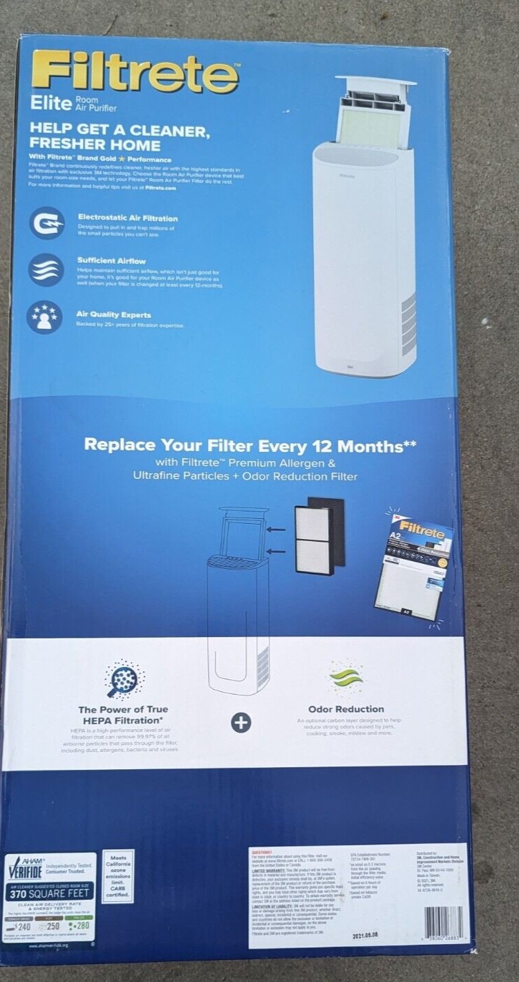 New Open Box White 3M HEPA Filtrete Room Air Purifier for Extra Large ...