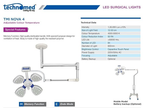 OT Ceiling mobile n wall model NOVA TMI-4 no of LED 84 sterilizable ...