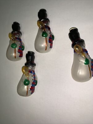 VTG 4 SNOWMAN CHRISTMAS LIGHT COVERS To Turn Miniature Lites To Full ...