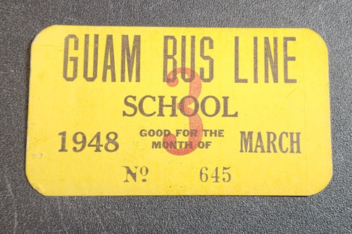 Vtg 1948 GUAM BUS LINE - School Bus Pass | eBay