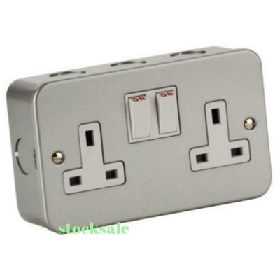 Metal Clad Double / Twin Electrical Switch Socket 13amp | eBay UK