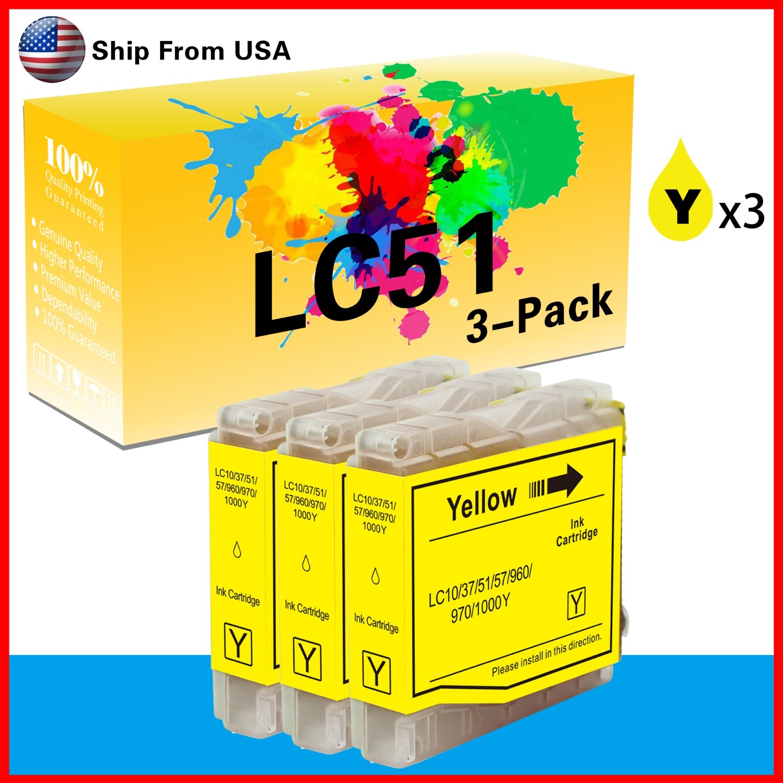 3PK LC51 LC-51 Ink Cartridge for DCP-130C MFC-3360C Printer | eBay