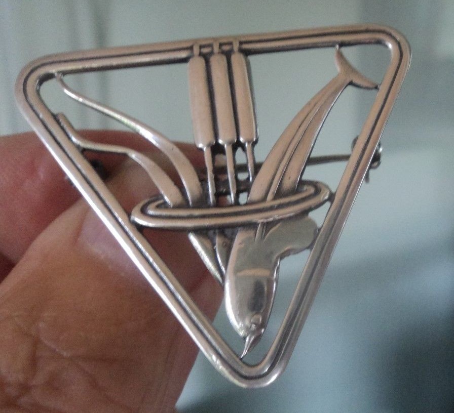 Georg Jensen Danish Stg. Dolphin Brooch no. 257 Early Mark - Denmark c ...