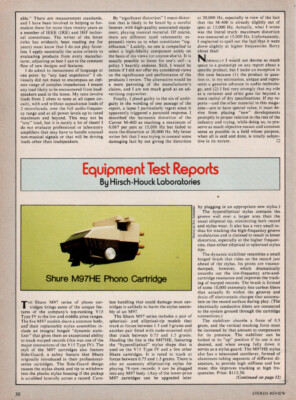 Shure - Model M97HE - Phono Cartridge - Full Original Test Report ...