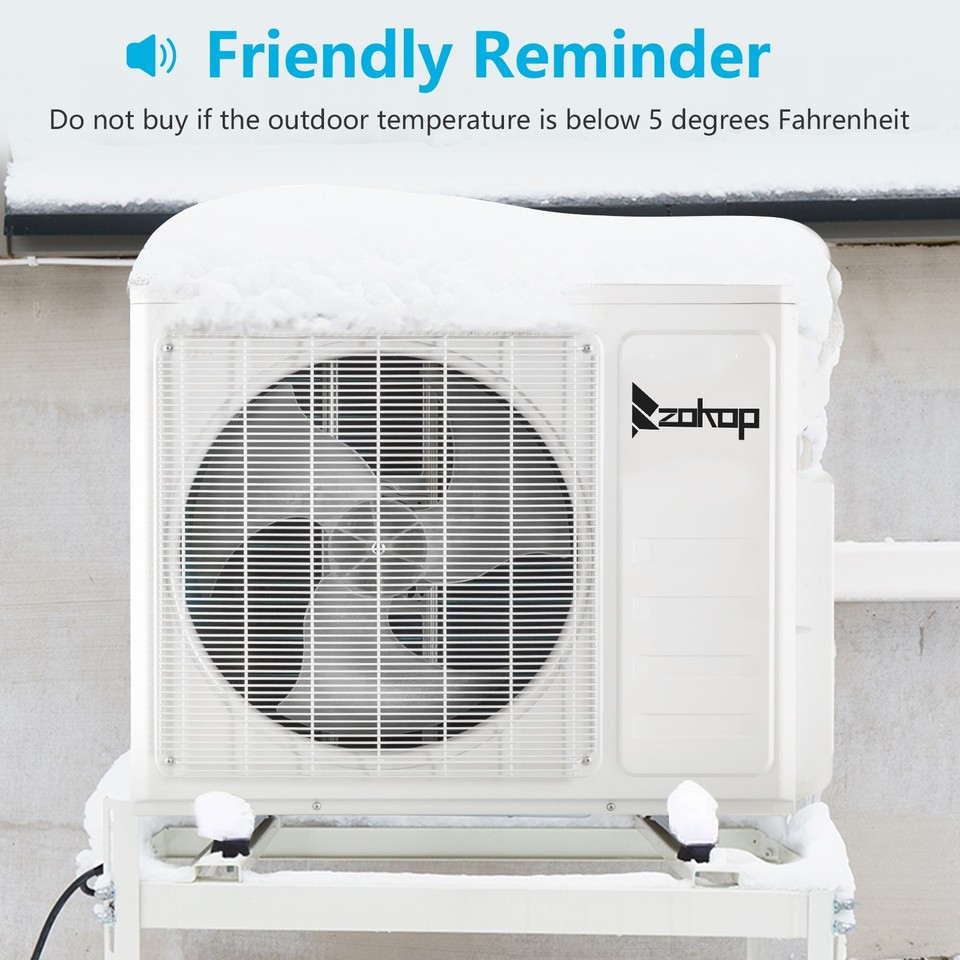 ZOKOP 18000 BTU Dual Zone Mini Split Air Conditioner Heat Ductless 20 ...
