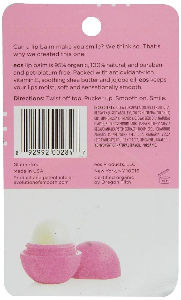 EOS Evolution of Smooth Organic Lip Balm Sphere, Strawberry Sorbet | 0. ...