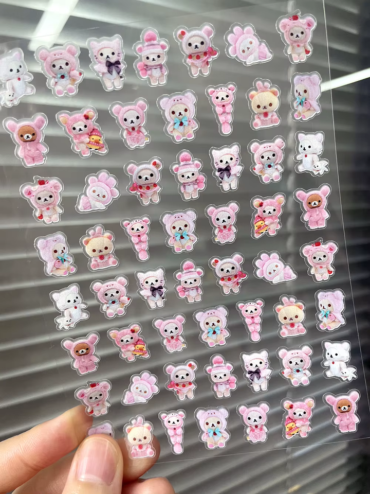 Cartoon Cute Rilakkuma Diy Pvc Adhesive Stickers Nail Art Decor Pink ...