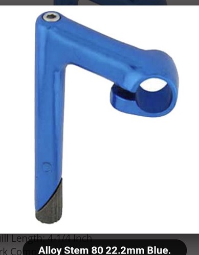 BICYCLE HANDLE BAR STEM /GOOSE NECK 22.2 MM BLUE ALLOY, CRUISERS, M.B ...